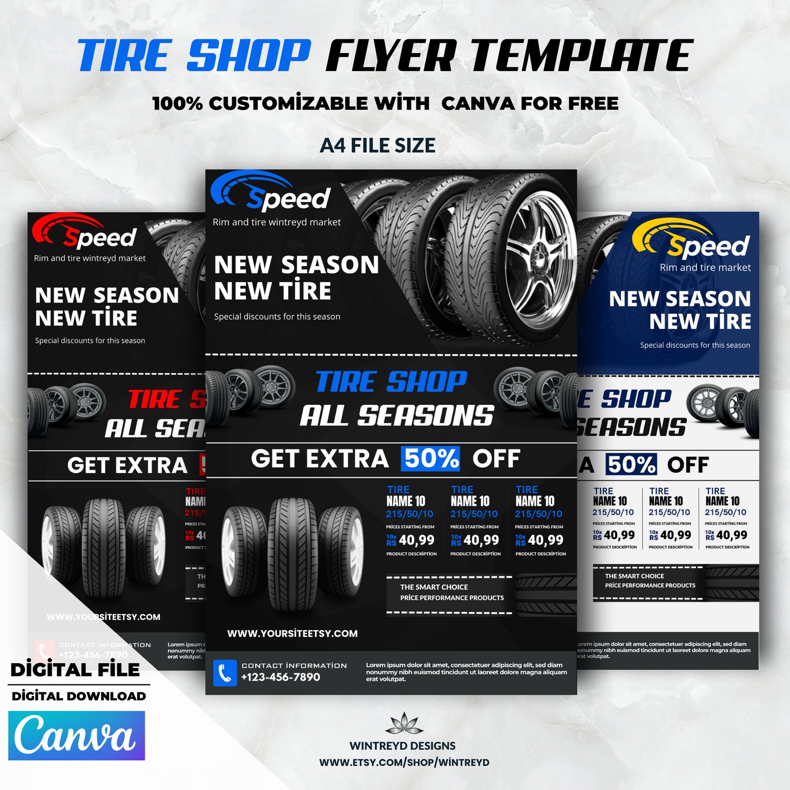 Tire Flyer Template, Canva Tire Shop Flyer, Tire Service Center Flyer ...