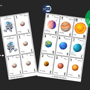 Space Themed Planets Playing Cards ,'war Game', Counting Matching ...