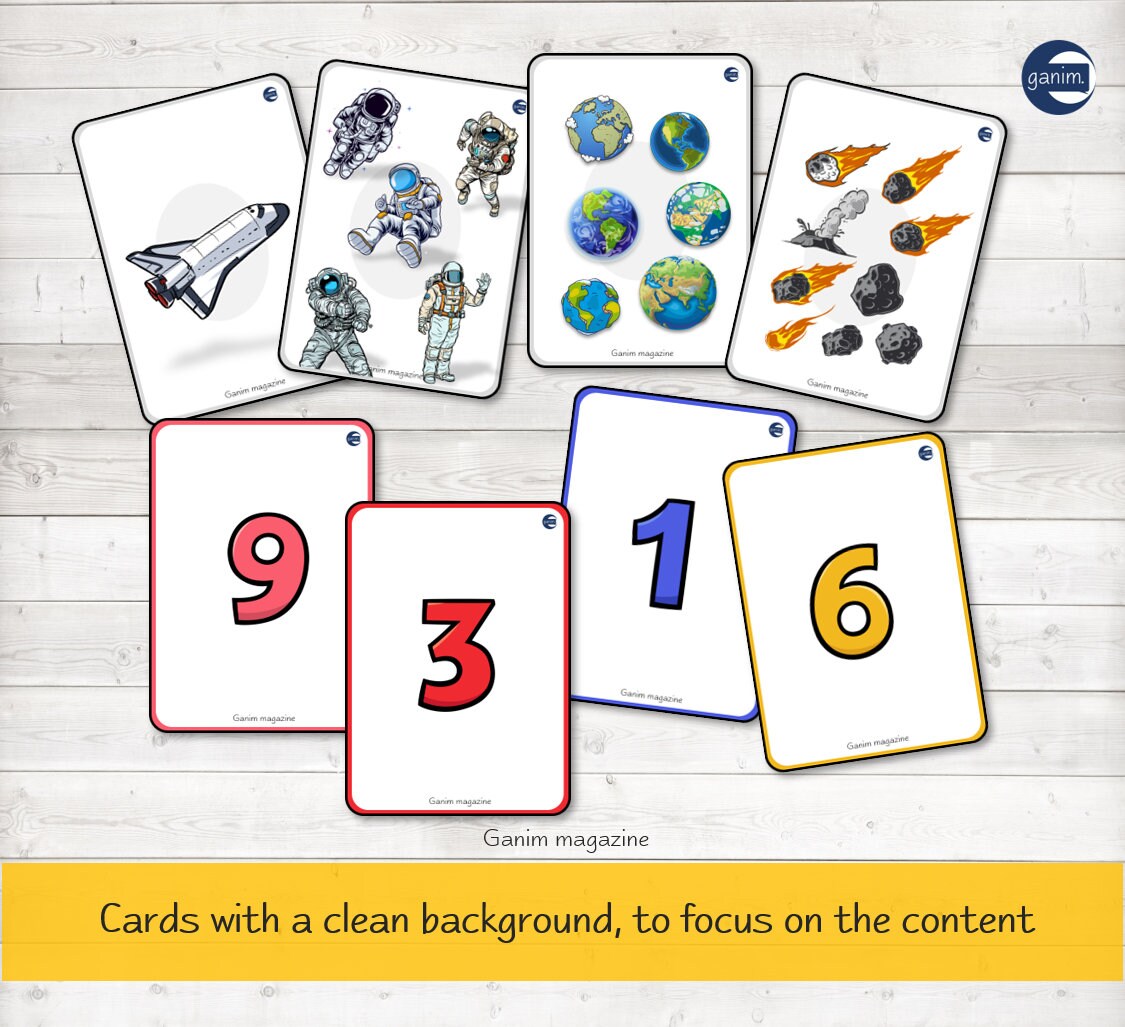 Space Themed Counting Cards Numbers 1-10 and Memory Matching Game Solar ...