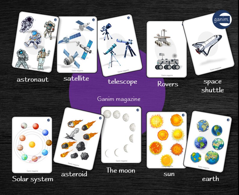 Space Themed Counting Cards Numbers 1-10 and Memory Matching Game Solar ...