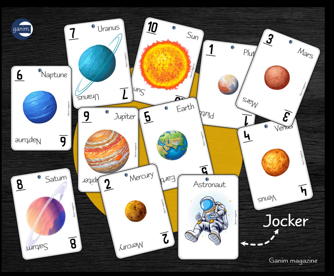 Space Themed Planets Playing Cards War Game Counting Matching