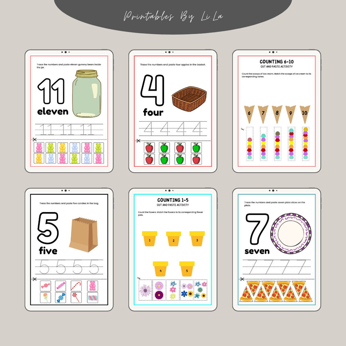Preschool Number Activities. Trace, Cut, and Paste Number Worksheets ...