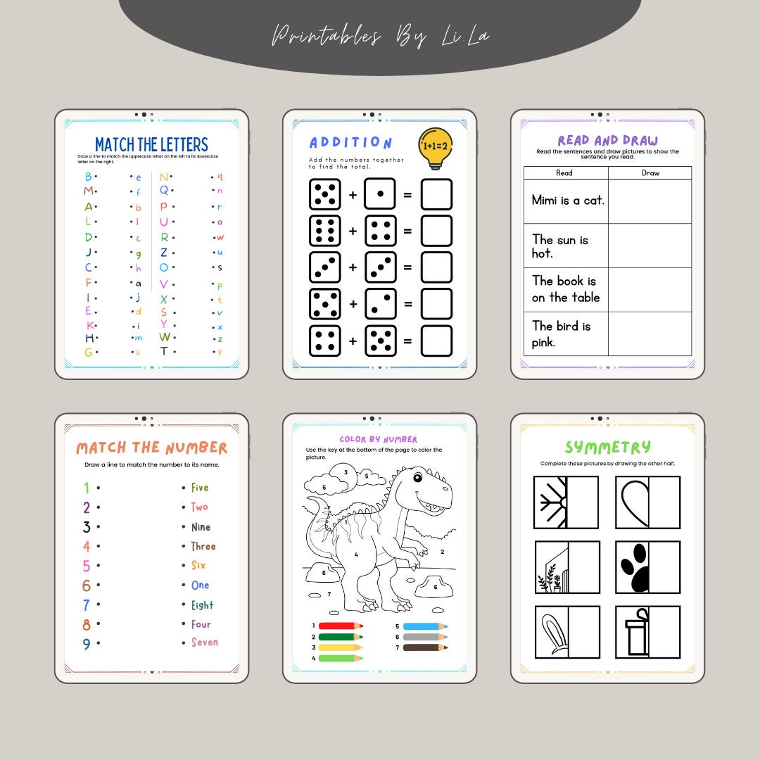 Pre-k + Kindergarden Printable Worksheets for Kids 30 Pages ...