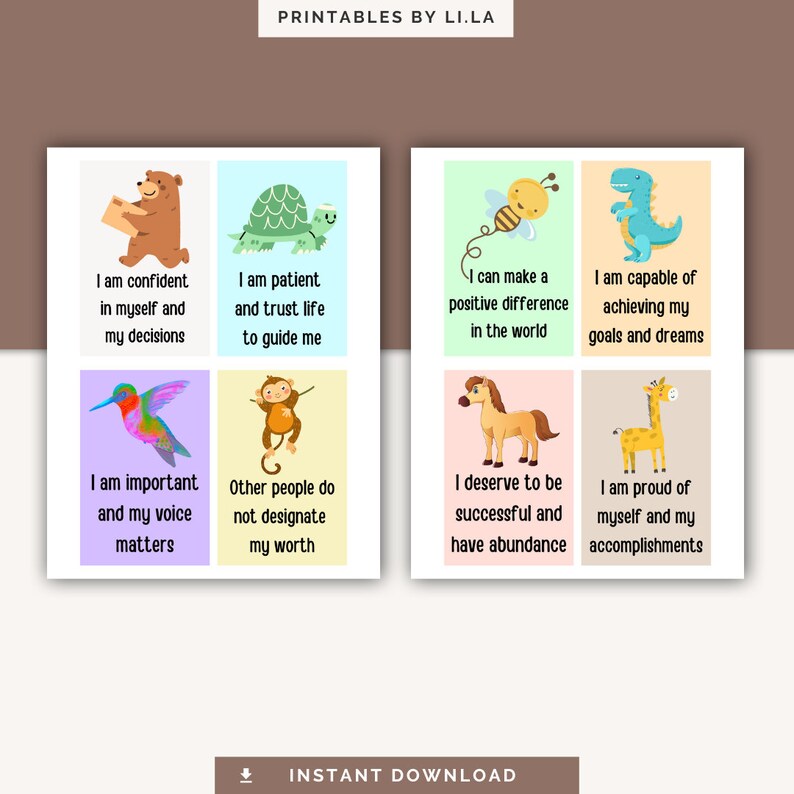 Positive Affirmation Cards for Kids, Teen | 20 Printable Affirmation ...