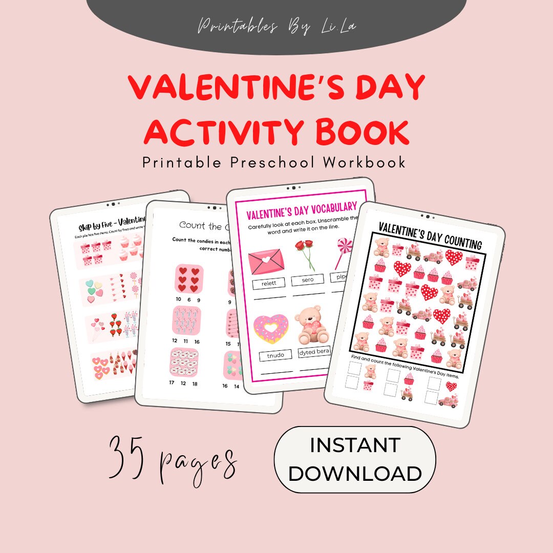 Valentine's Day Workbook. Printables for Kids. Homeschool Worksheets ...