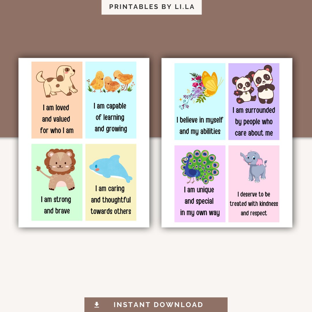 Positive Affirmation Cards for Kids, Teen 20 Printable Affirmation ...