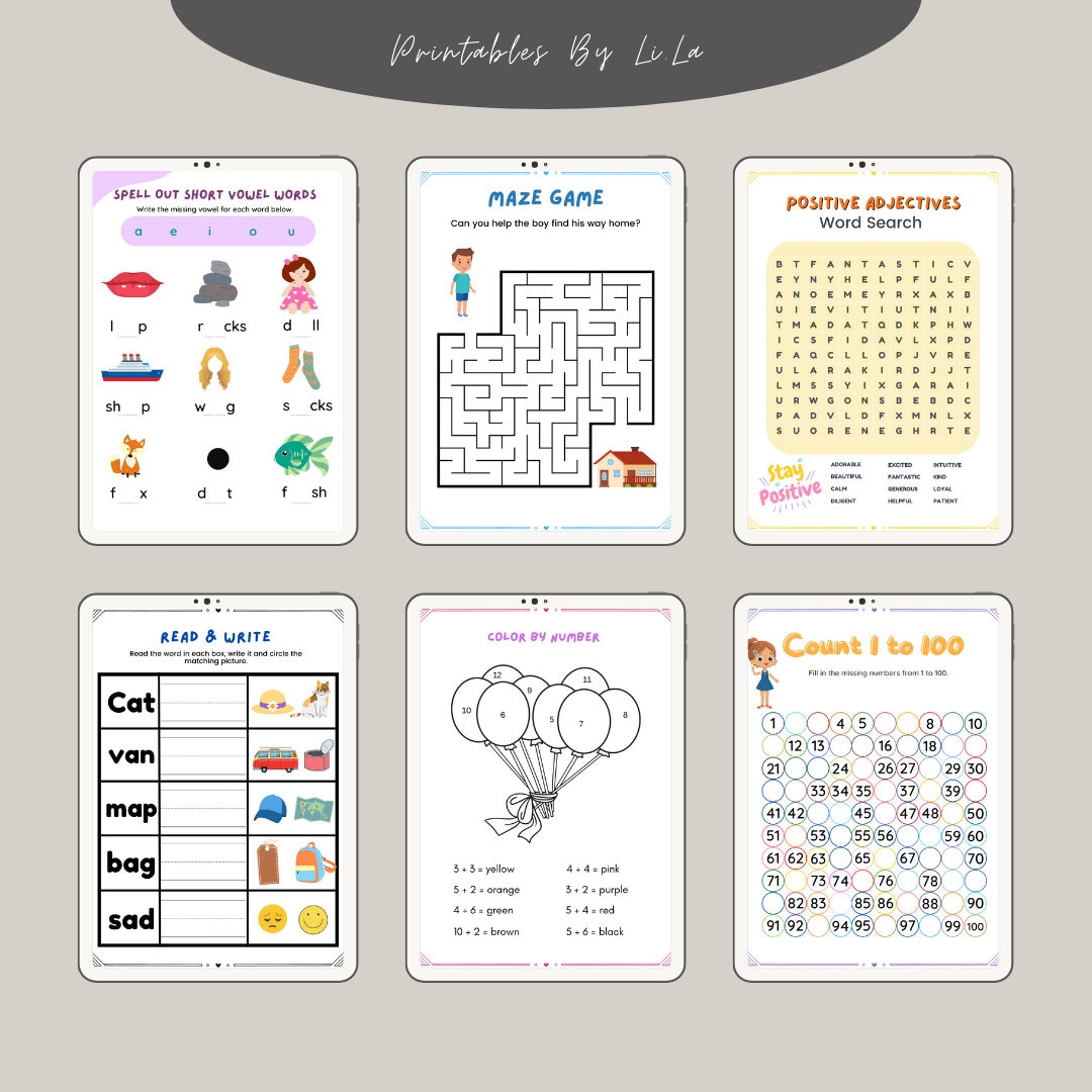 Pre-k + Kindergarden Printable Worksheets for Kids 30 Pages ...