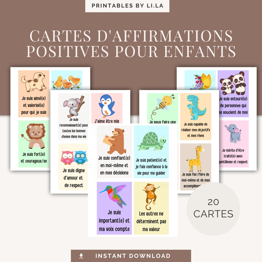 Cartes D'affirmation Positive Pour Enfants, Ado | 20 Cartes D ...