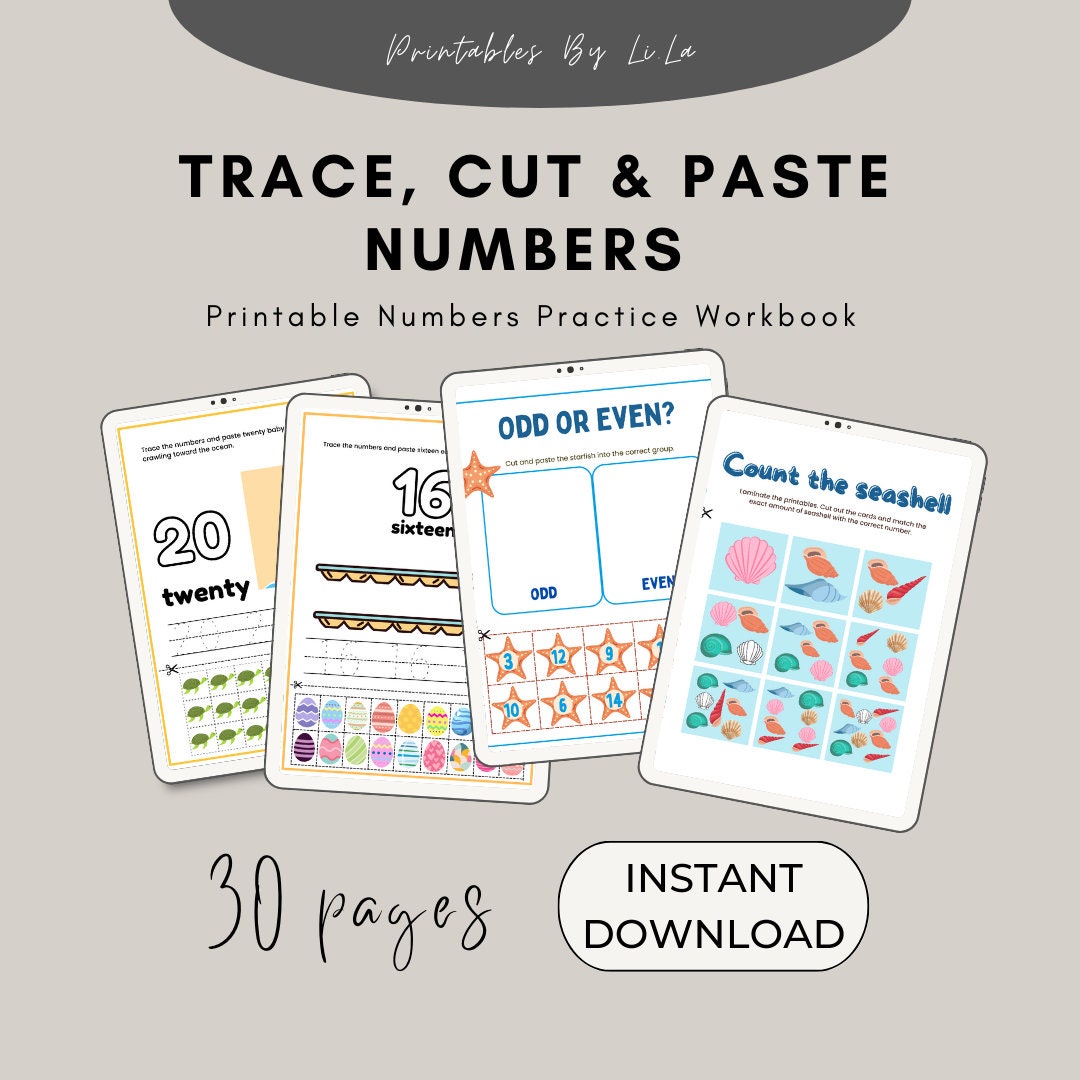 Preschool Number Activities. Trace, Cut, and Paste Number Worksheets ...