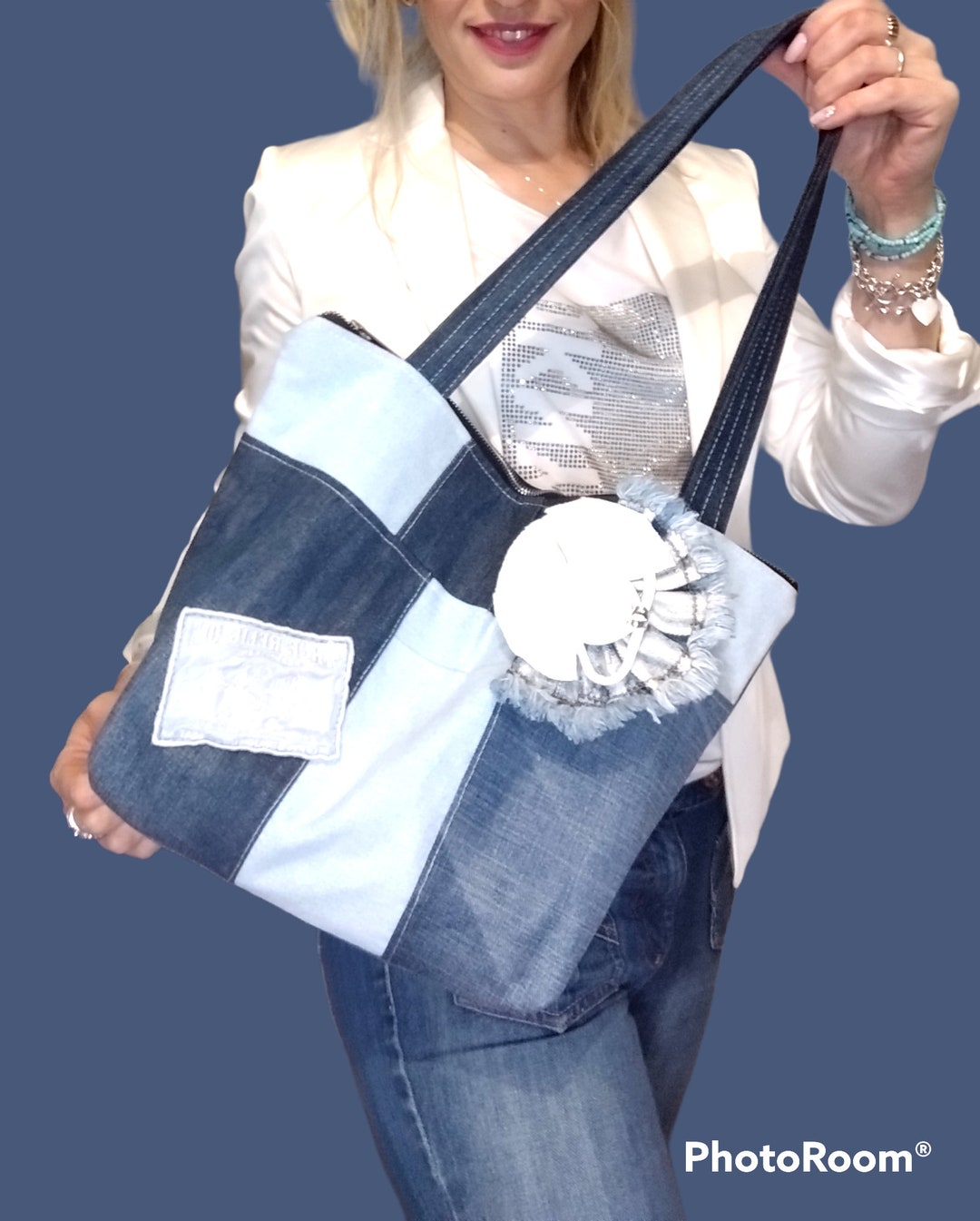 100% Irish Sustainable Handmade Denim Upcycled Patchwork Zipped ...
