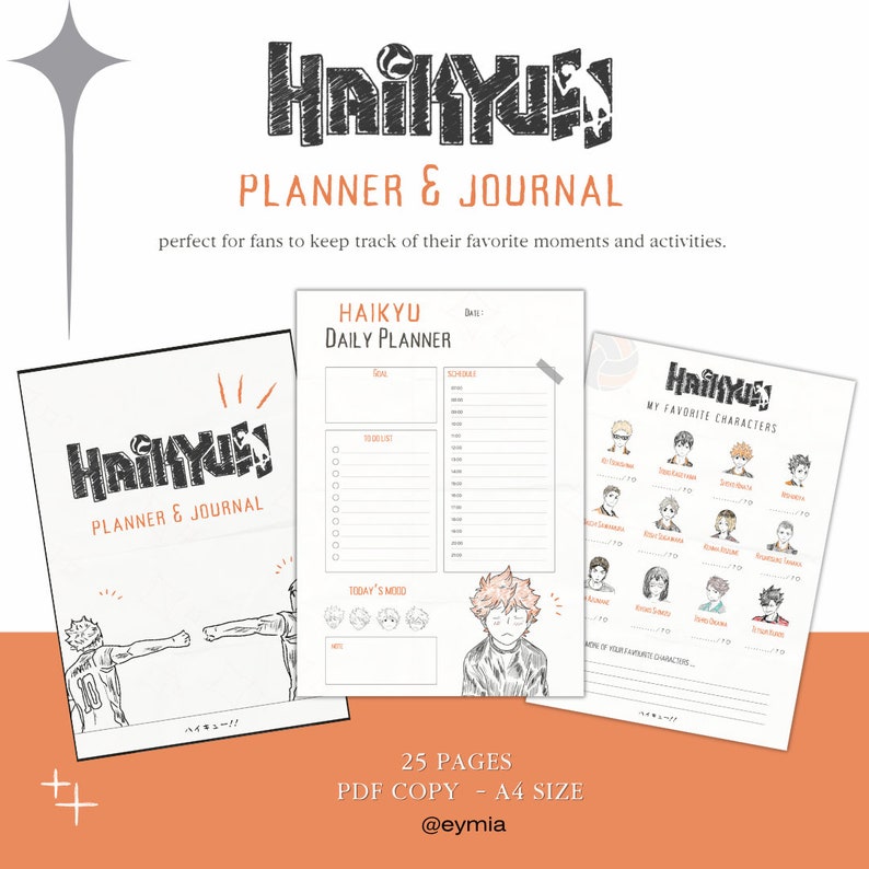 Haikyu Anime Planner and Journal Printable Instant Download Templates ...