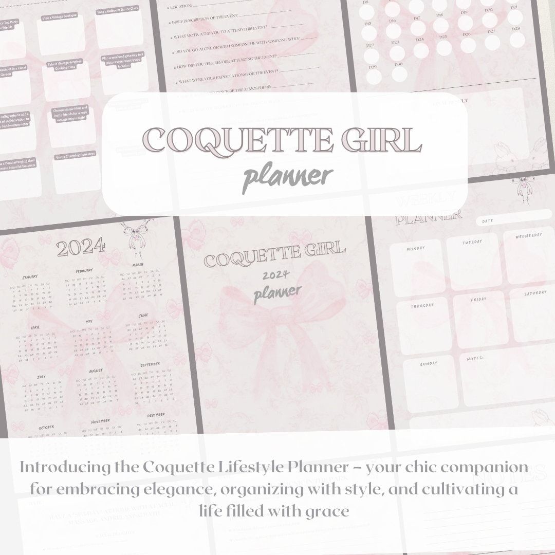 Coquette Girl Planner Aesthetic Selfcare Goodnotes Printable Planner ...