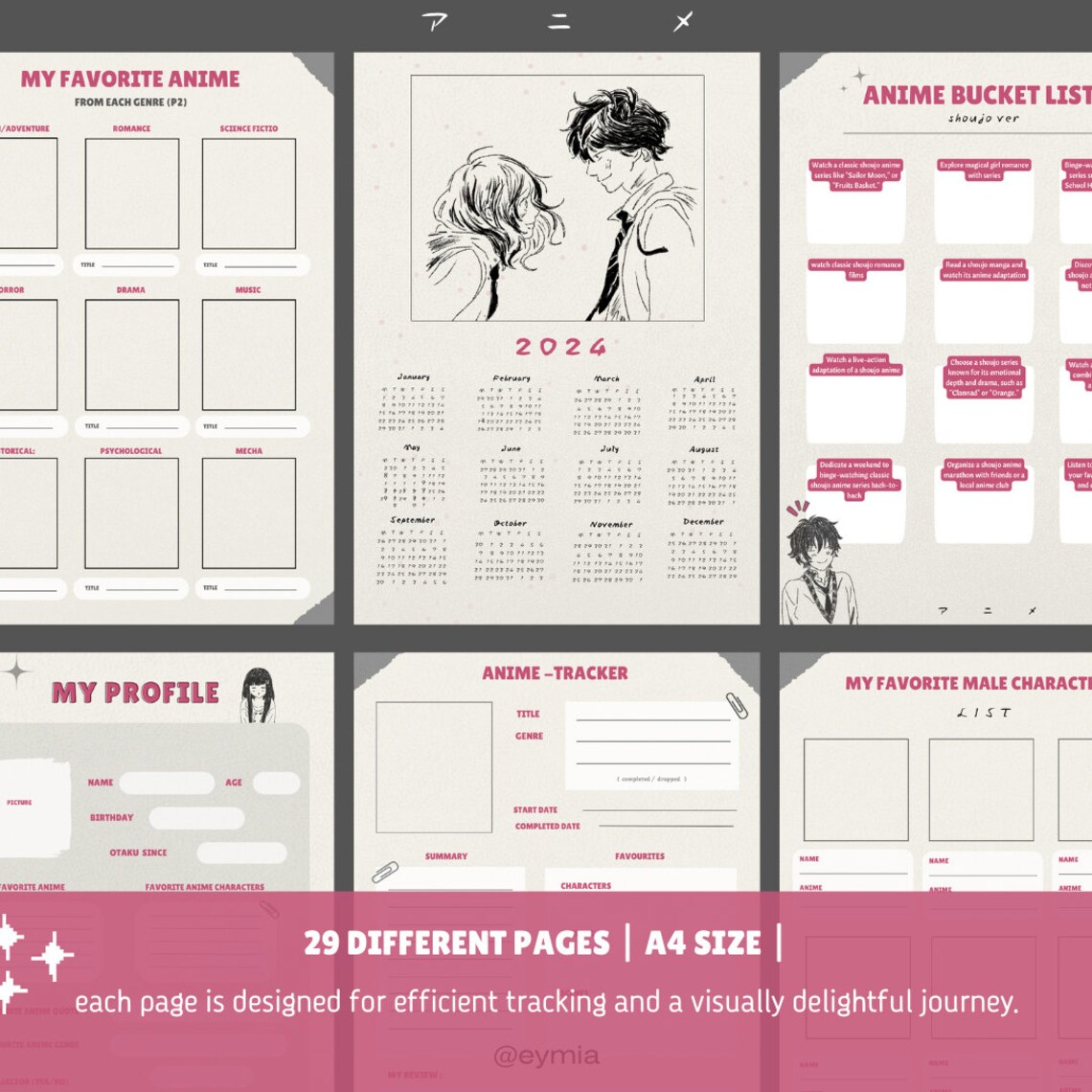 Anime Planner and Calendar Shoujo Anime Tracker 2024 Calendar Otaku ...