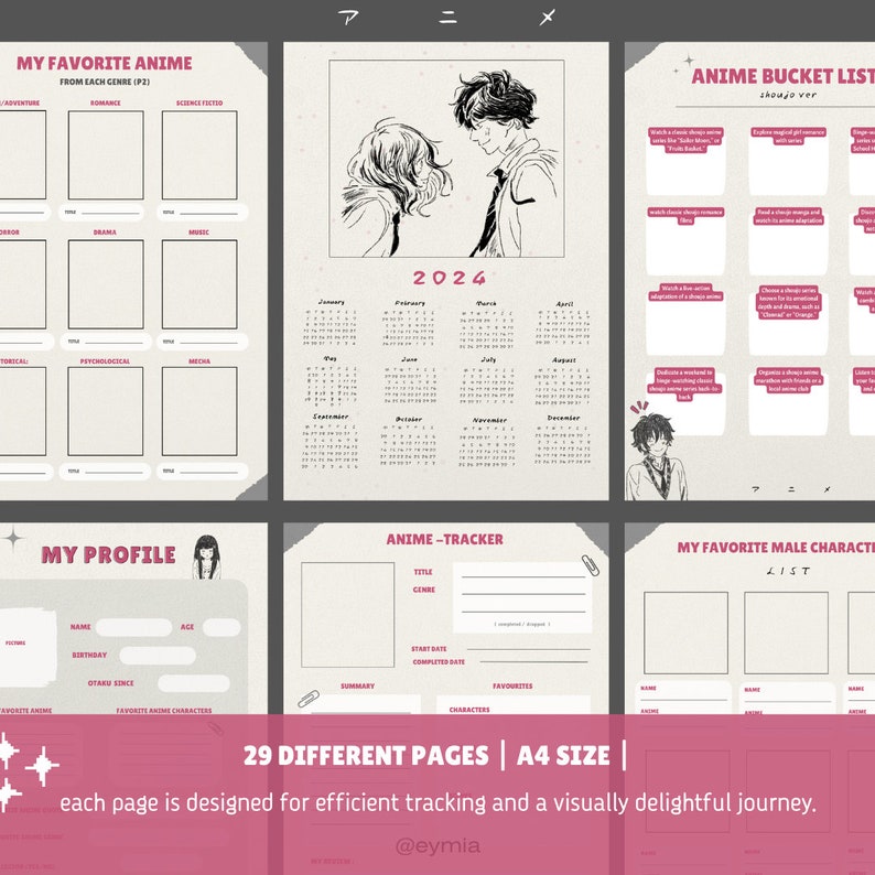 Anime Planner and Calendar Shoujo Anime Tracker 2024 Calendar Otaku ...