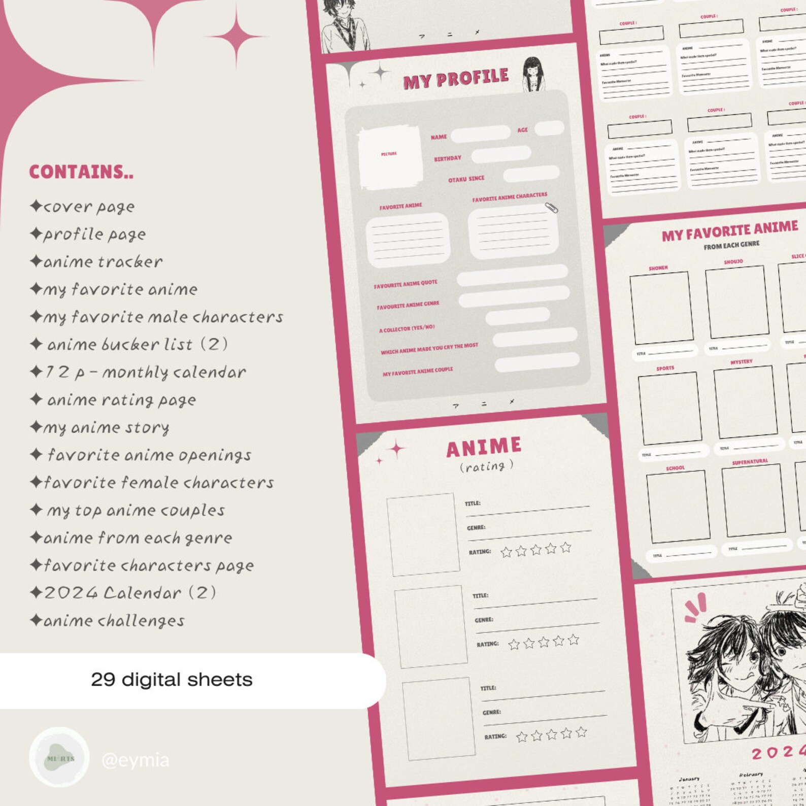Anime Planner and Calendar Shoujo Anime Tracker 2024 Calendar Otaku ...
