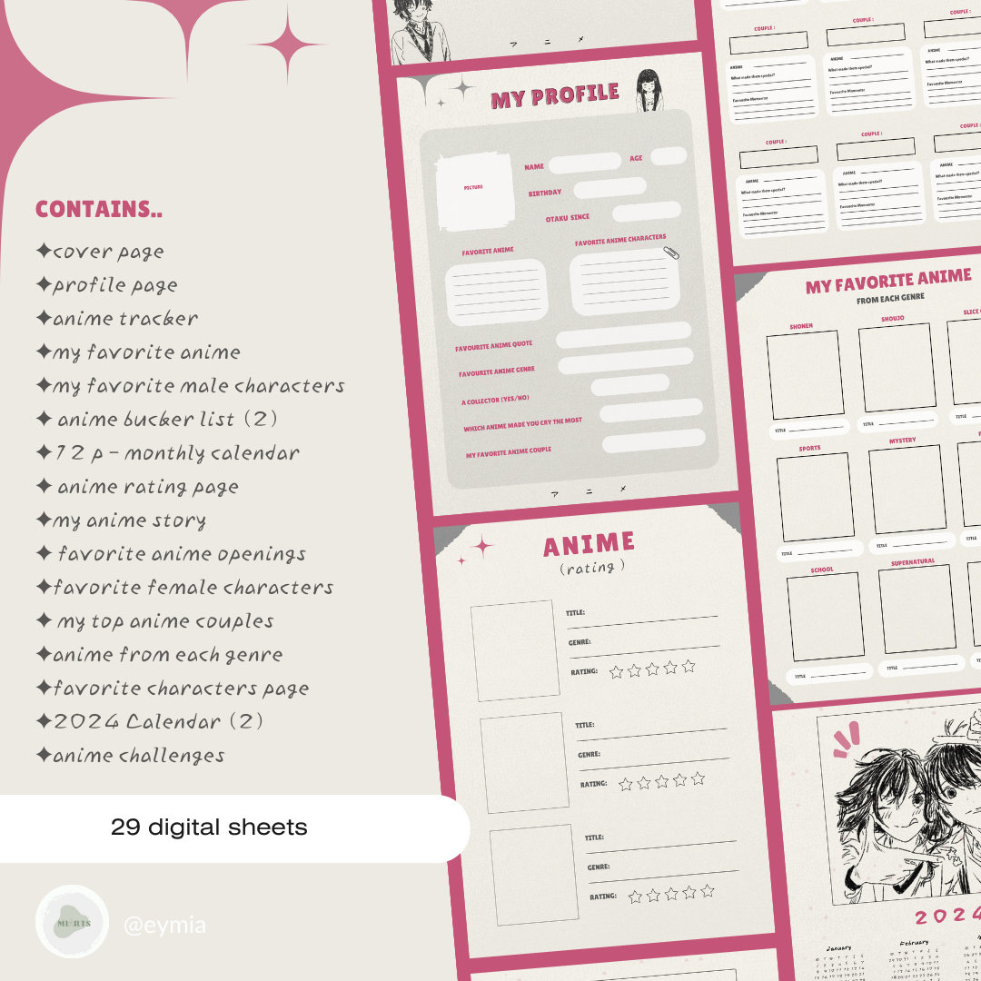 Anime Planner and Calendar Shoujo Anime Tracker 2024 Calendar Otaku ...