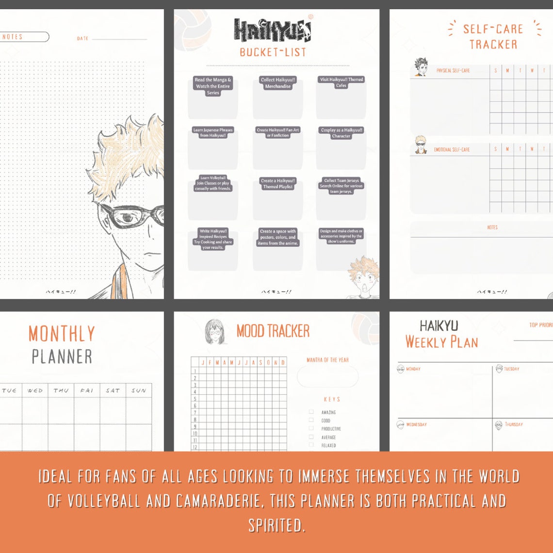 Haikyu Anime Planner and Journal Printable Instant Download Templates ...