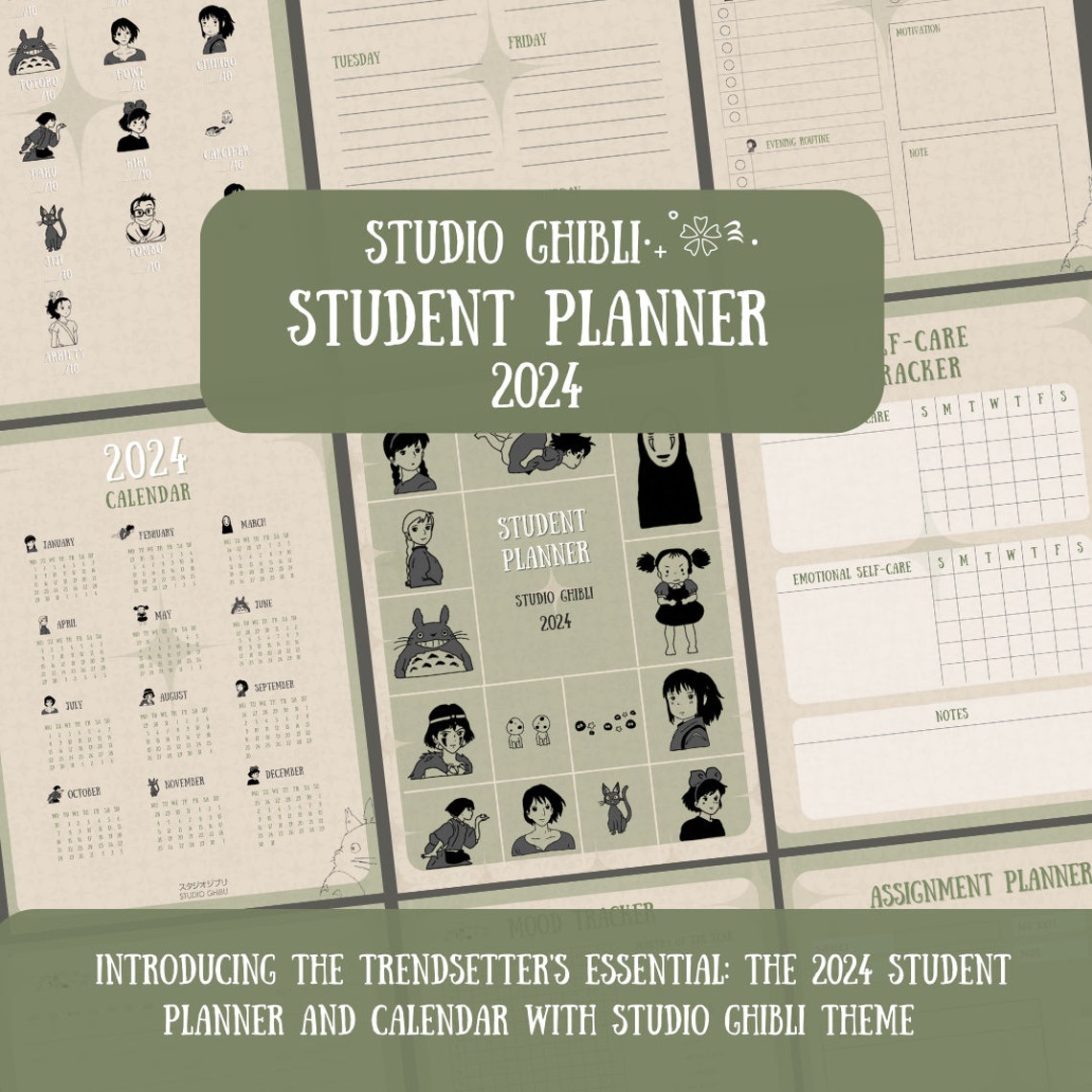 Studio Ghibli Study Planner and Tracker Student Planner Calendar ...