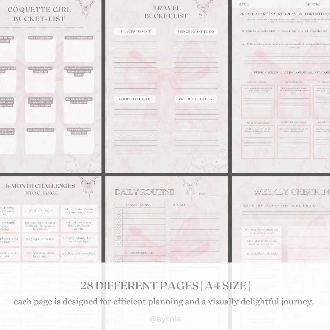 Coquette Girl Planner Aesthetic Selfcare Goodnotes Printable Planner ...