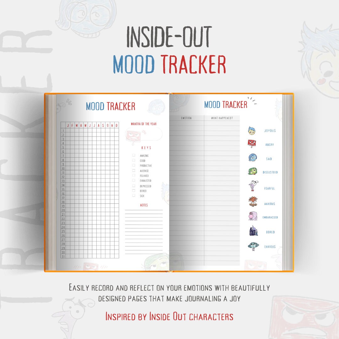Inside Out Mood Tracker Emotion Tracker Template Daily Planner Digital ...