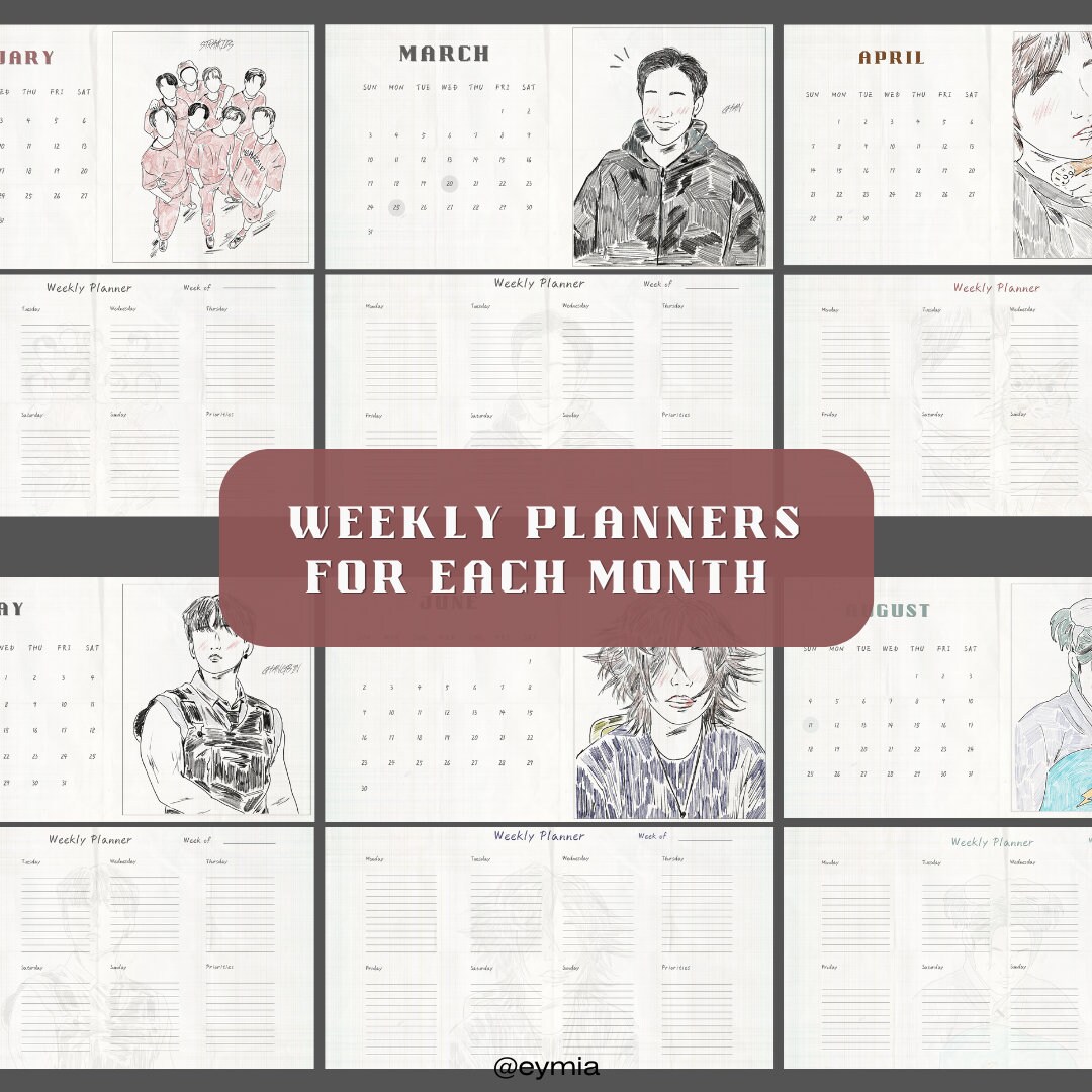 Straykids Kpop Monthly Calendars 2024 Digital Calendars Pdf Digital ...