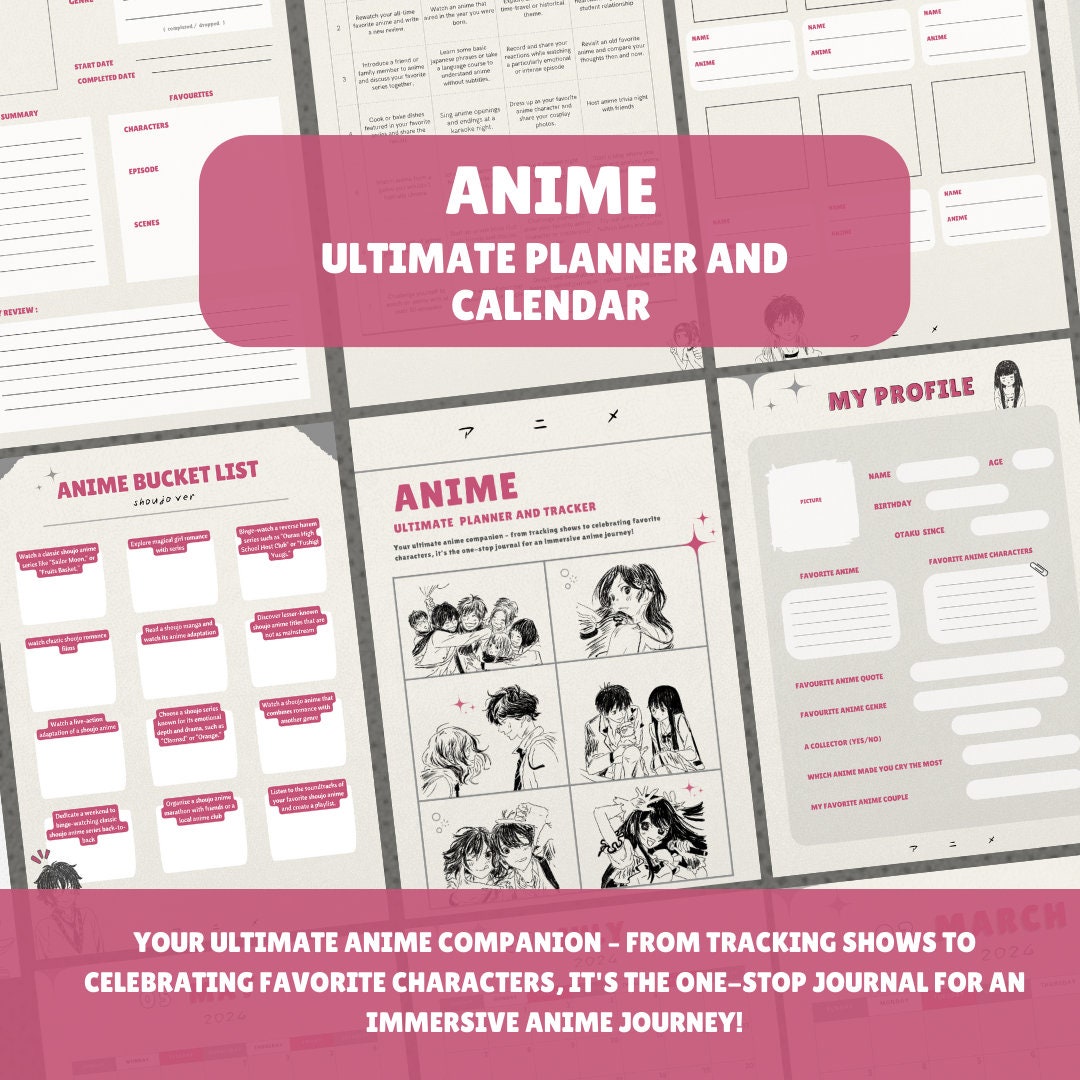 Anime Planner and Calendar Shoujo Anime Tracker 2024 Calendar Otaku ...
