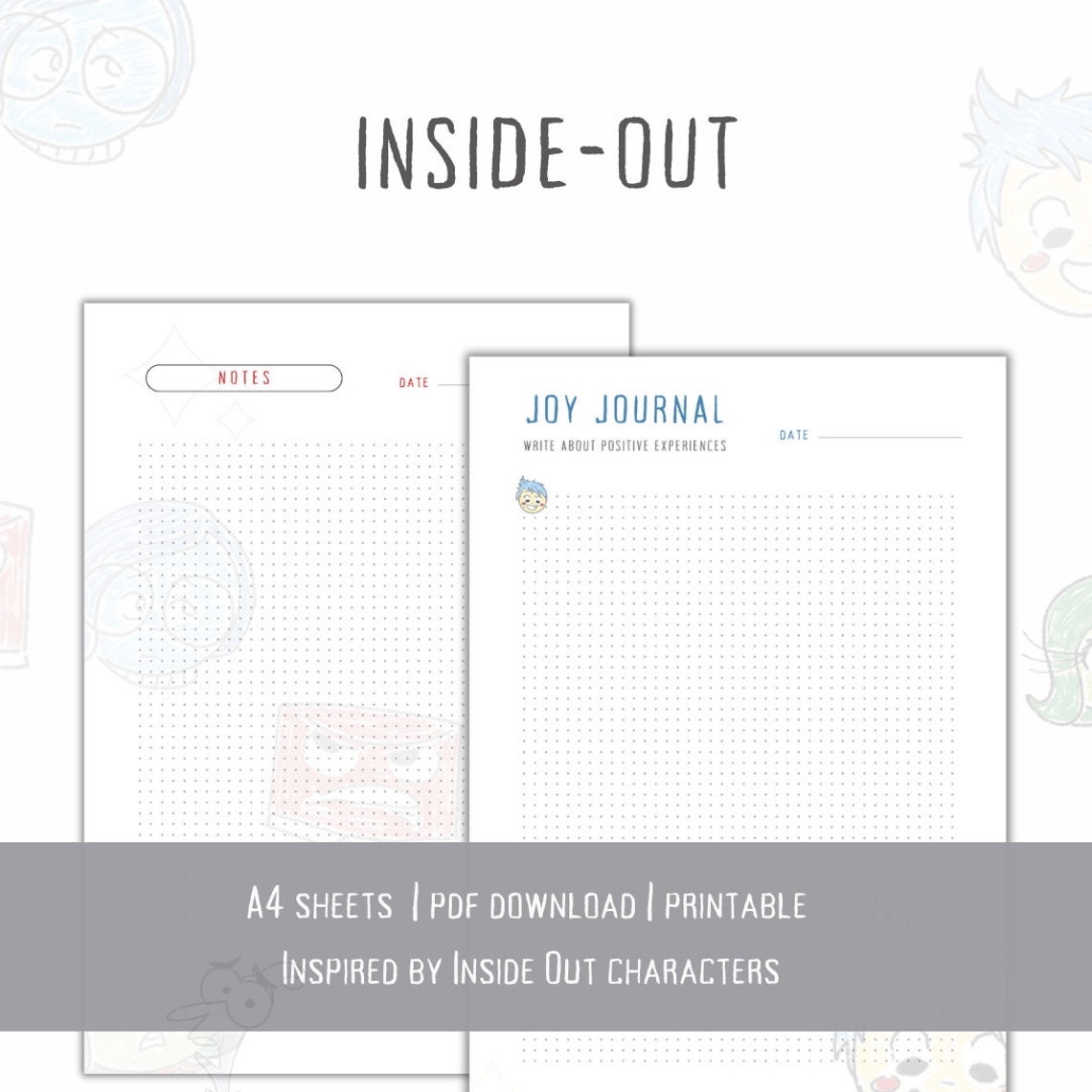 Inside Out Mood Tracker Emotion Tracker Template Daily Planner Digital ...