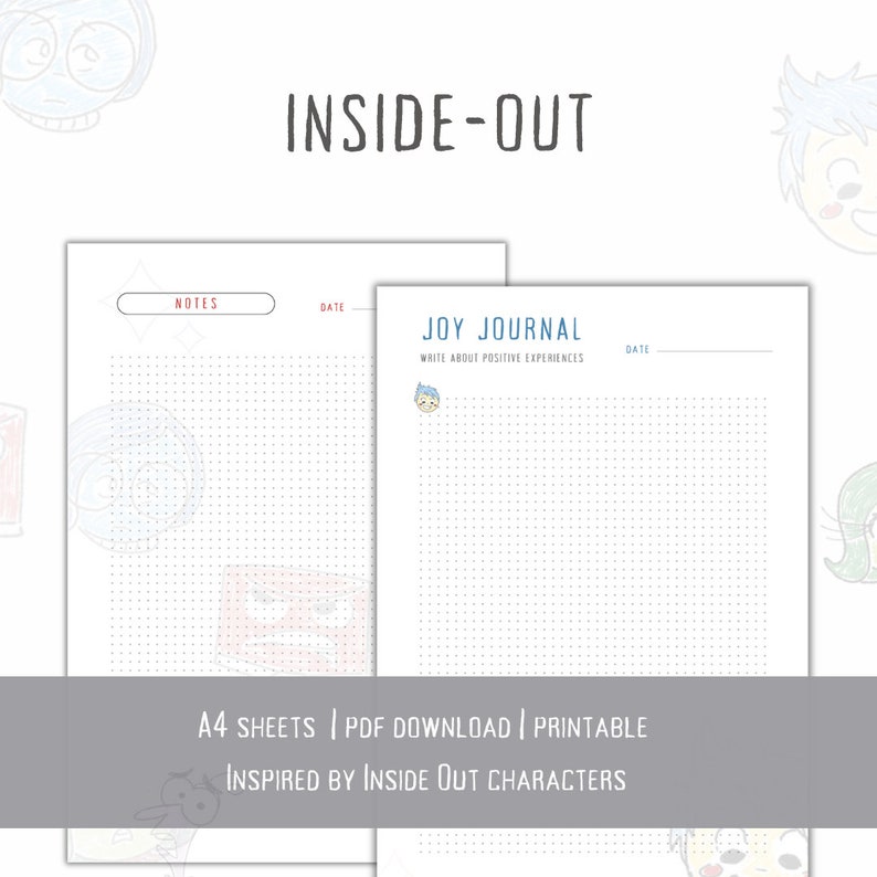 Inside Out Mood Tracker Emotion Tracker Template Daily Planner Digital ...