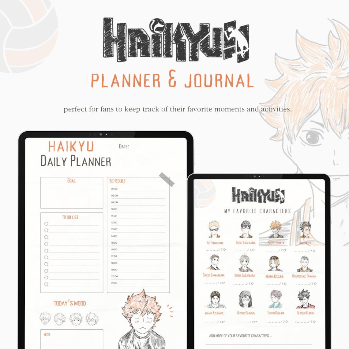 Haikyu Anime Planner and Journal Printable Instant Download Templates ...