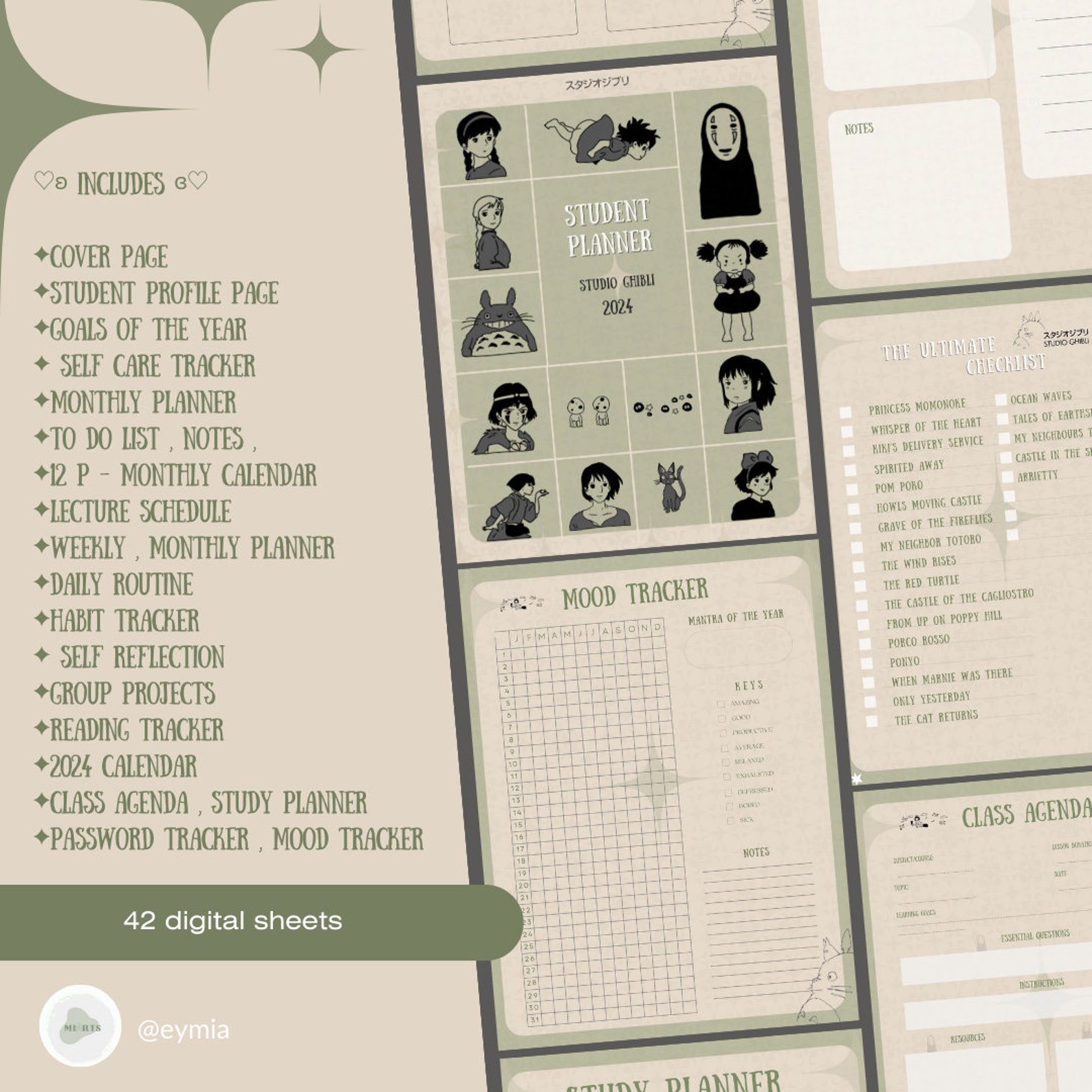 Studio Ghibli Study Planner and Tracker Student Planner Calendar ...