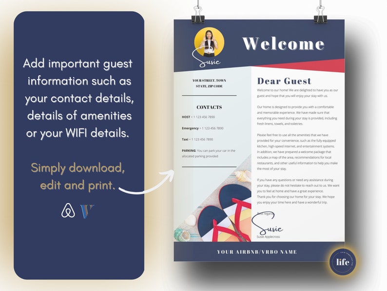 Airbnb & VRBO Welcome Letter Template Edit in Canva Welcome - Etsy