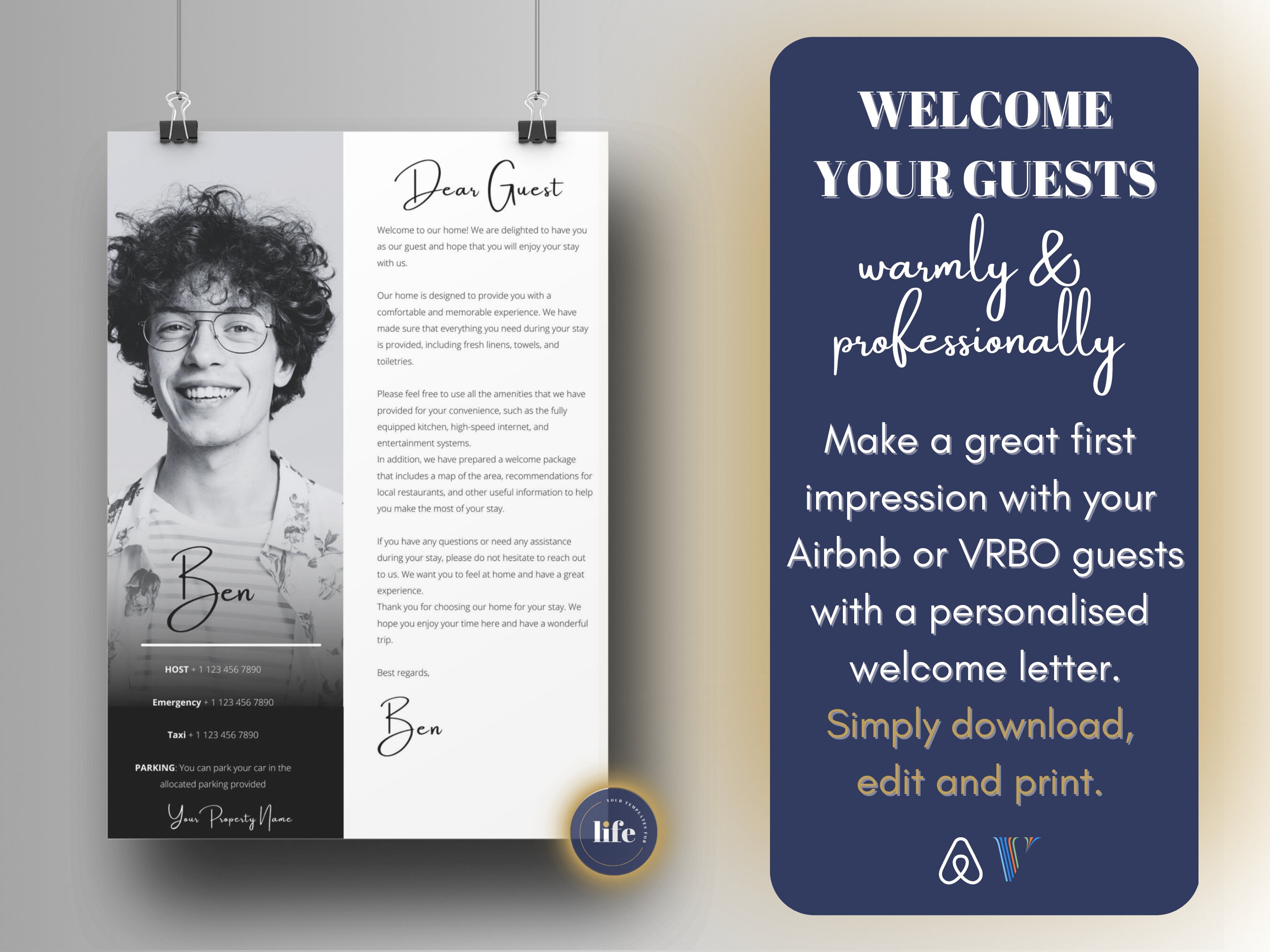 Airbnb & VRBO Welcome Letter Template, Edit in Canva, Welcome Letter ...