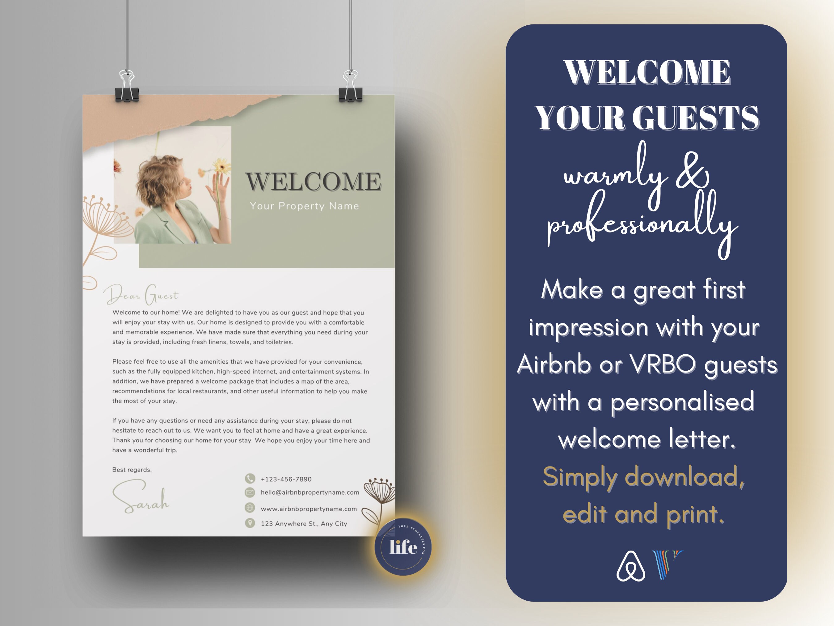 Airbnb & VRBO Welcome Letter Template, Edit in Canva, Welcome Letter ...