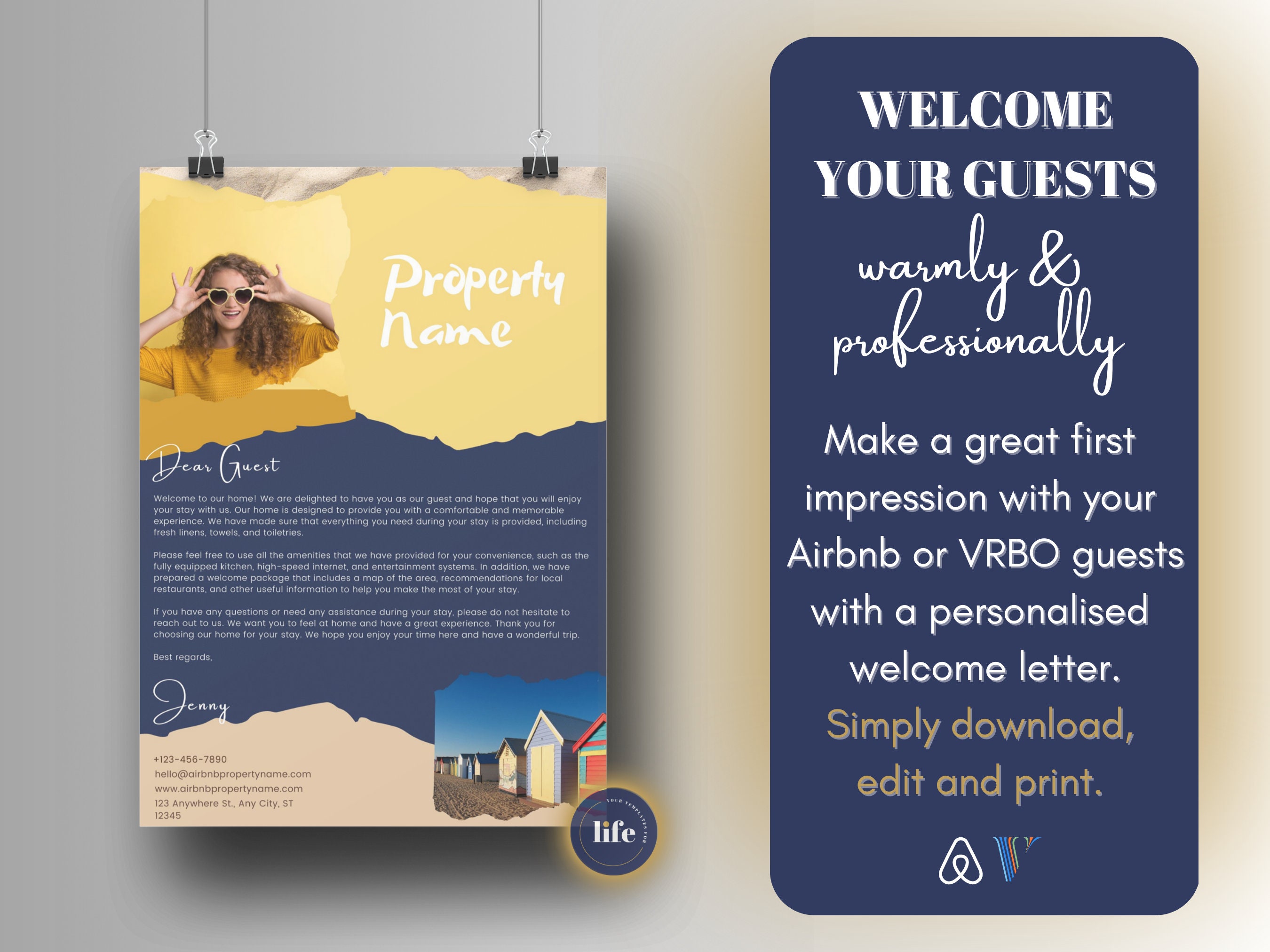 Airbnb & VRBO Welcome Letter Template, Edit in Canva, Welcome Letter ...