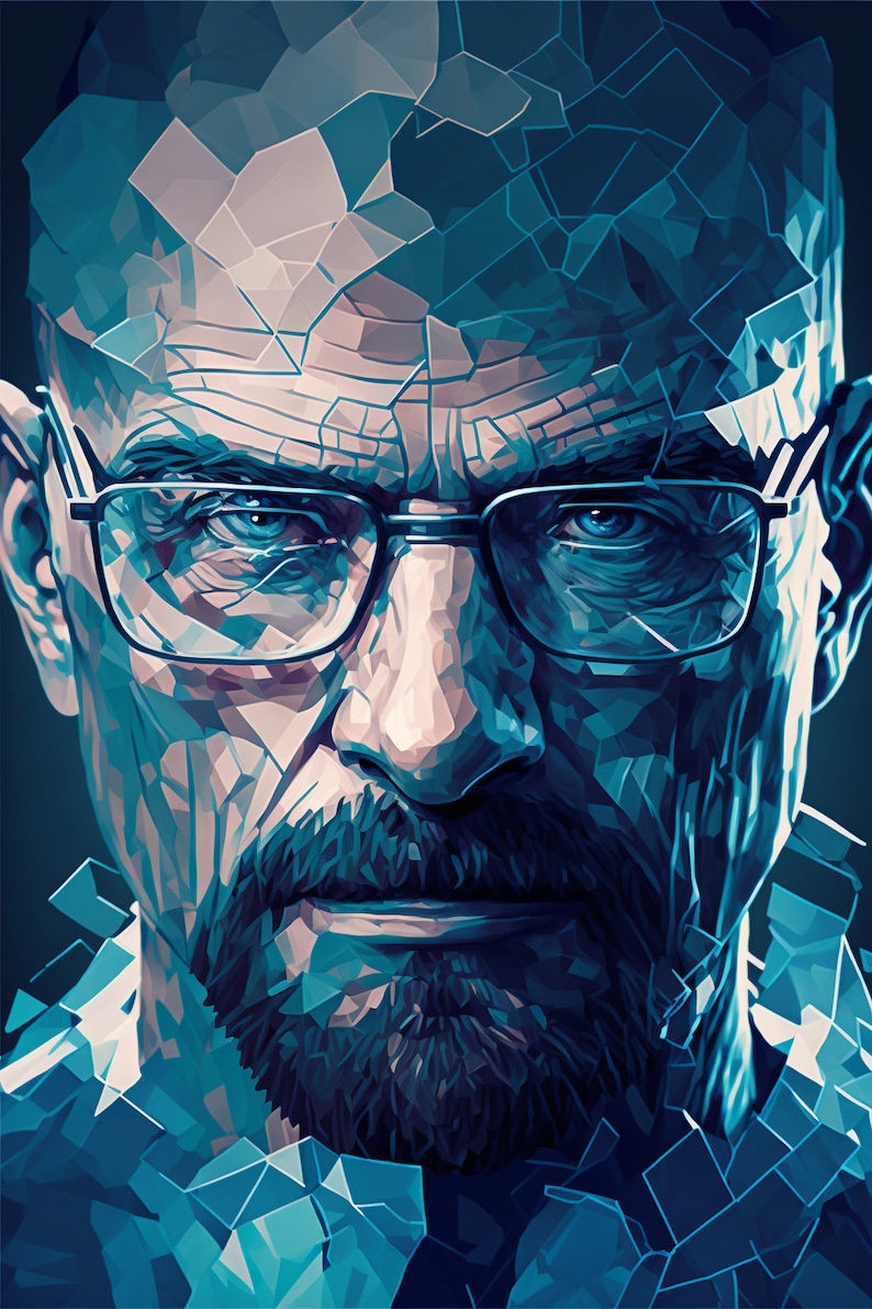 Breaking Bad Printable Wall Art of Walter White With Blue Crystal Theme ...