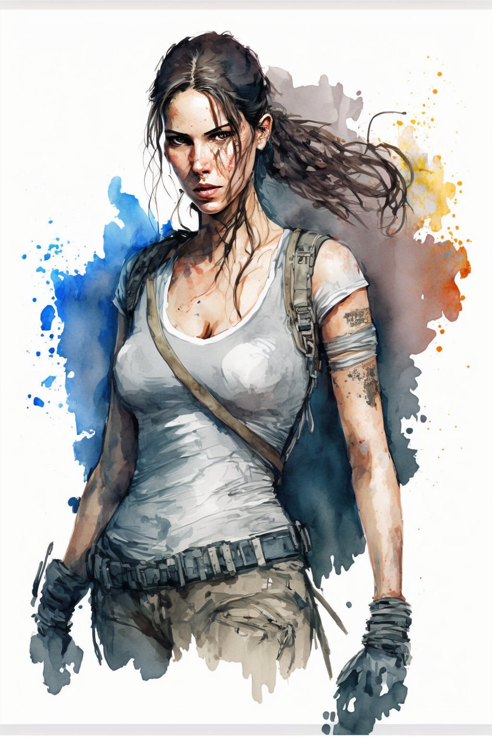 Lara Croft Printable Wall Art, Watercolor Lara Croft Painting, Lara ...