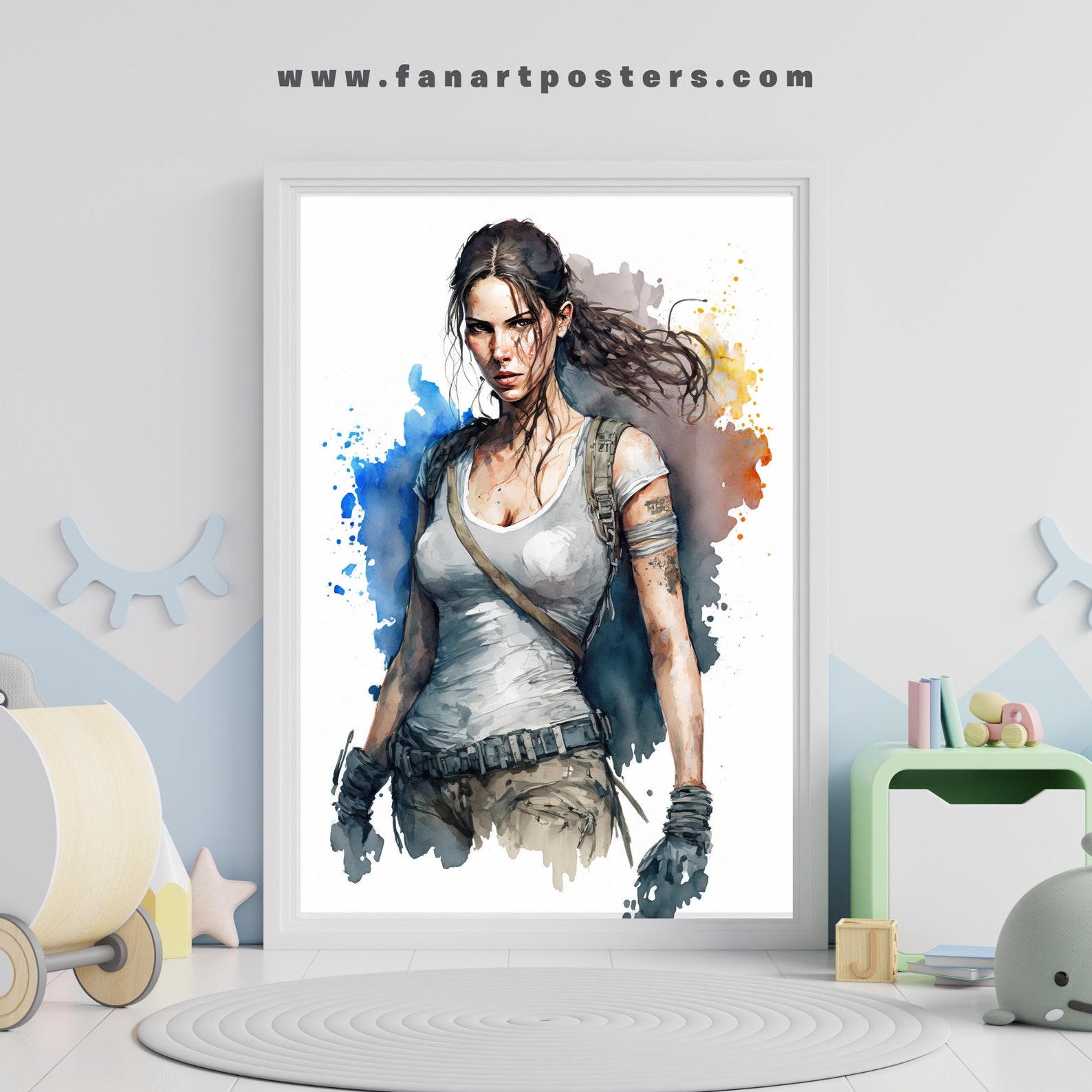 Lara Croft Printable Wall Art, Watercolor Lara Croft Painting, Lara ...