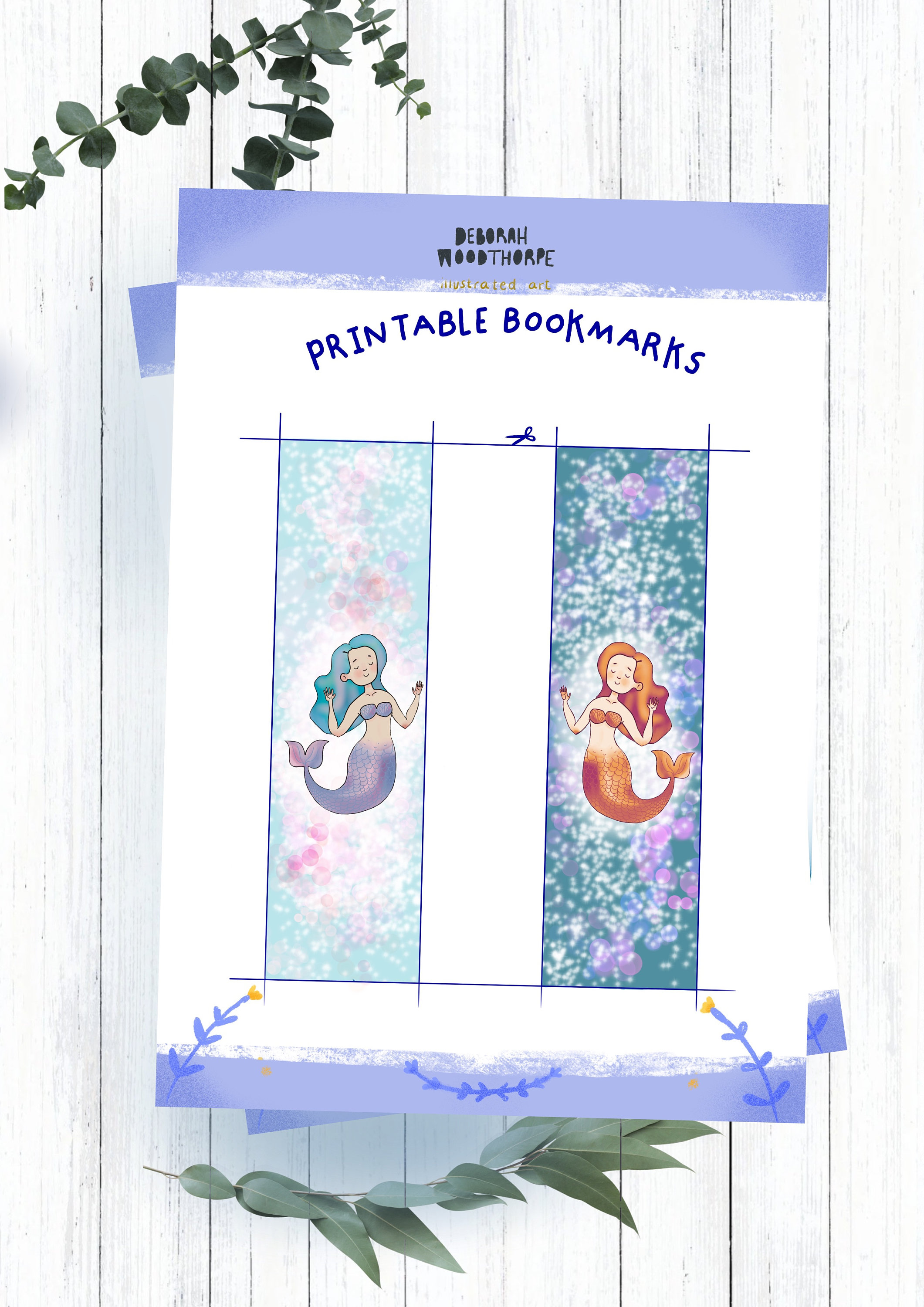 Mermaid Printable Bookmark Party Favor Print at Home Paper Toy - Etsy