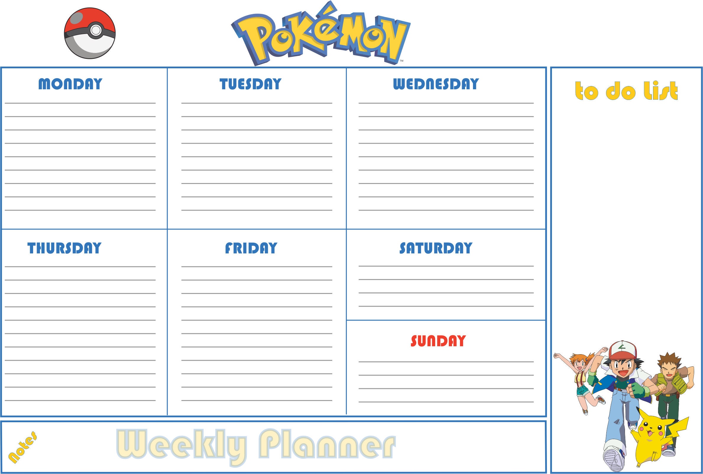 2024 Pokemon Calendar and Pokemon to Do List Pikachu Jigglypuff ...