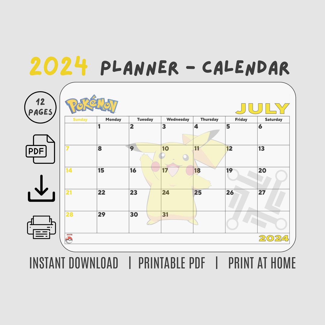 2024 Pokemon Calendar and Pokemon to Do List Pikachu Jigglypuff ...