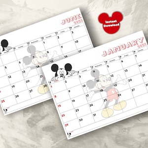 2023 Mickey Mouse Calendar Mickey Mouse Calendar Digital - Etsy Australia