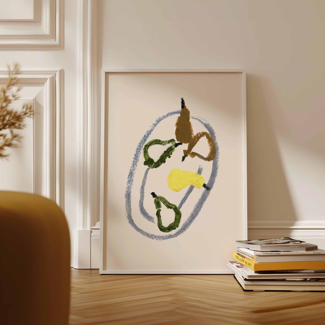 Green, Brown, Yellow Pears Still Life Digital Download, Impressionist ...
