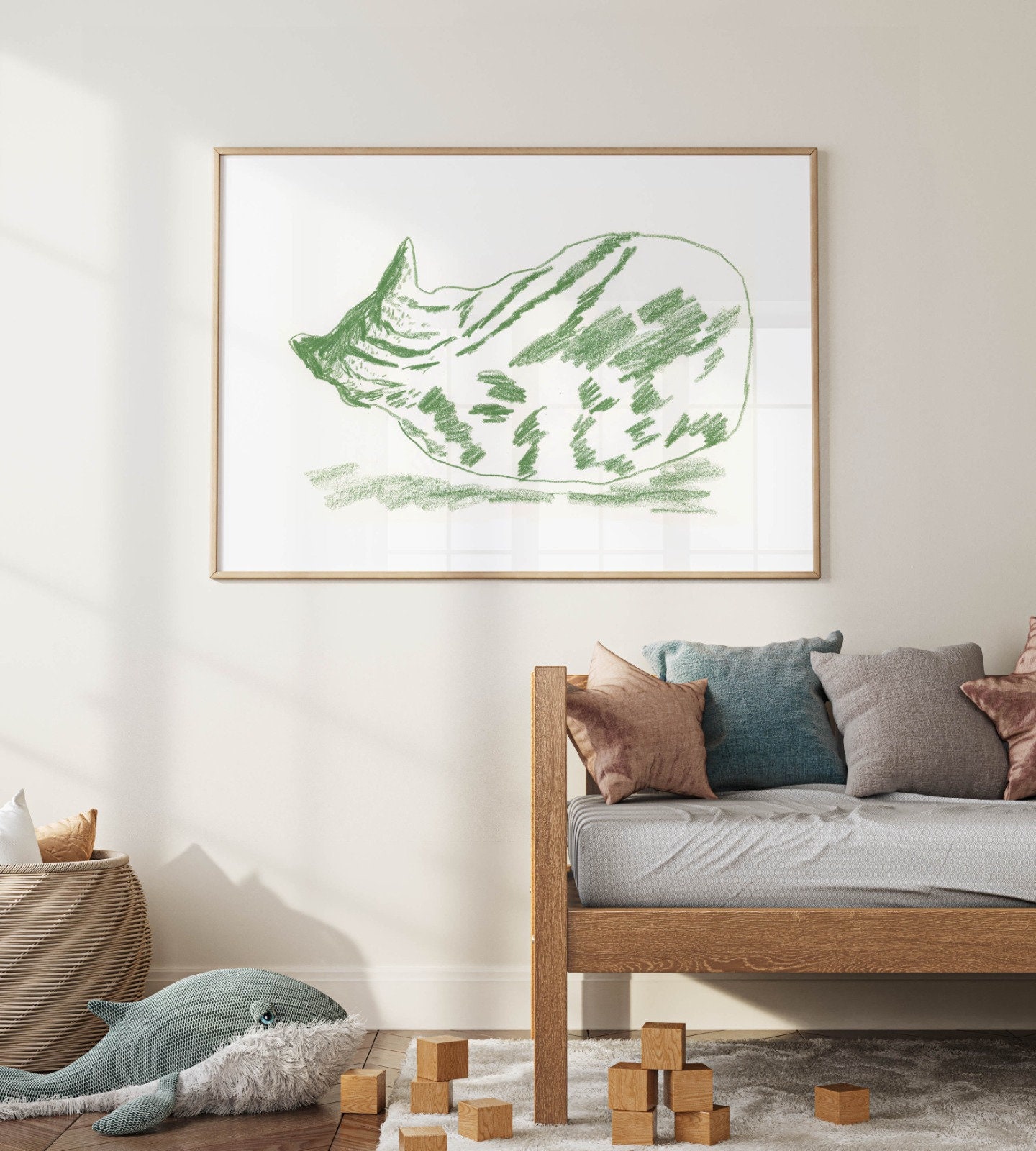 Sleepy Cat Wall Art Print Soft Tones Matte Print for Home Decor - Etsy