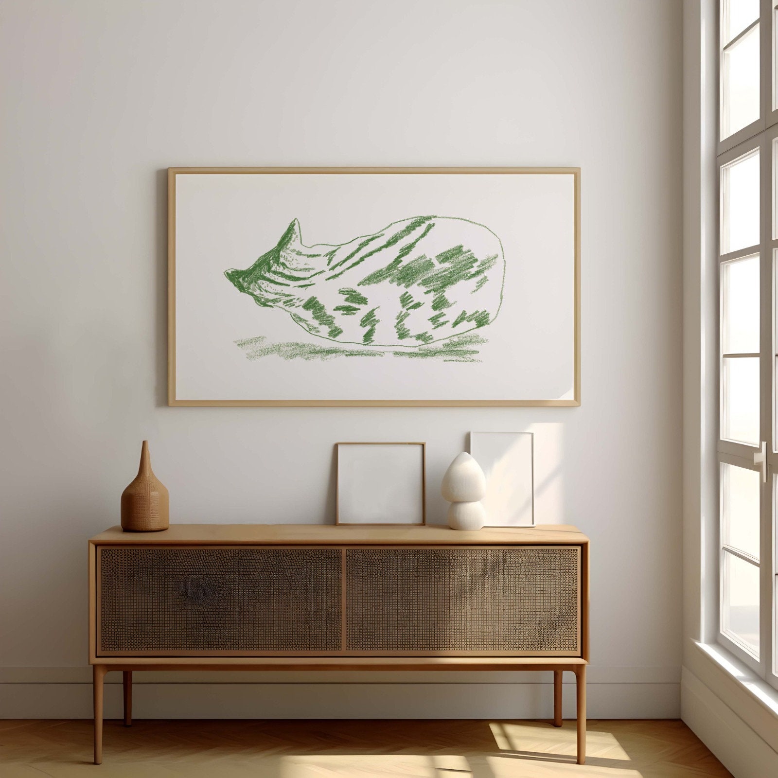 Sleepy Cat Wall Art Print Soft Tones Matte Print for Home Decor - Etsy