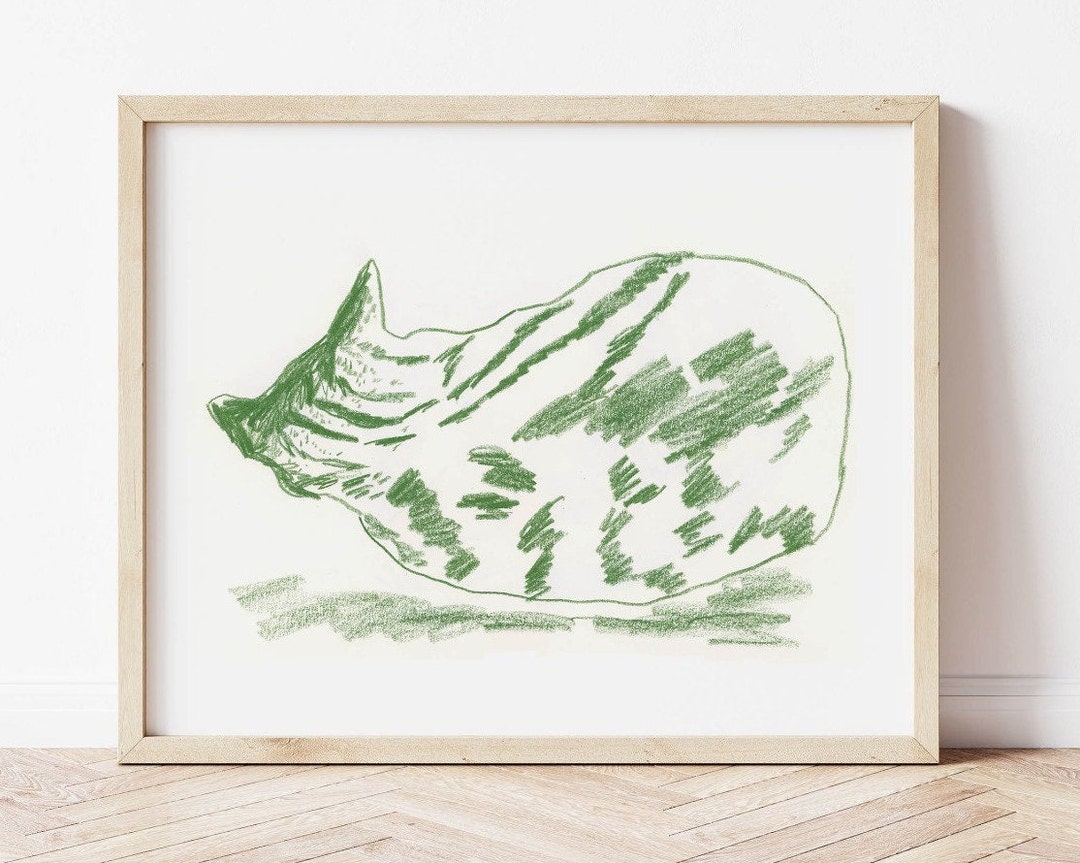 Sleepy Cat Wall Art Print - Soft Tones Matte Print for Home Decor - Etsy