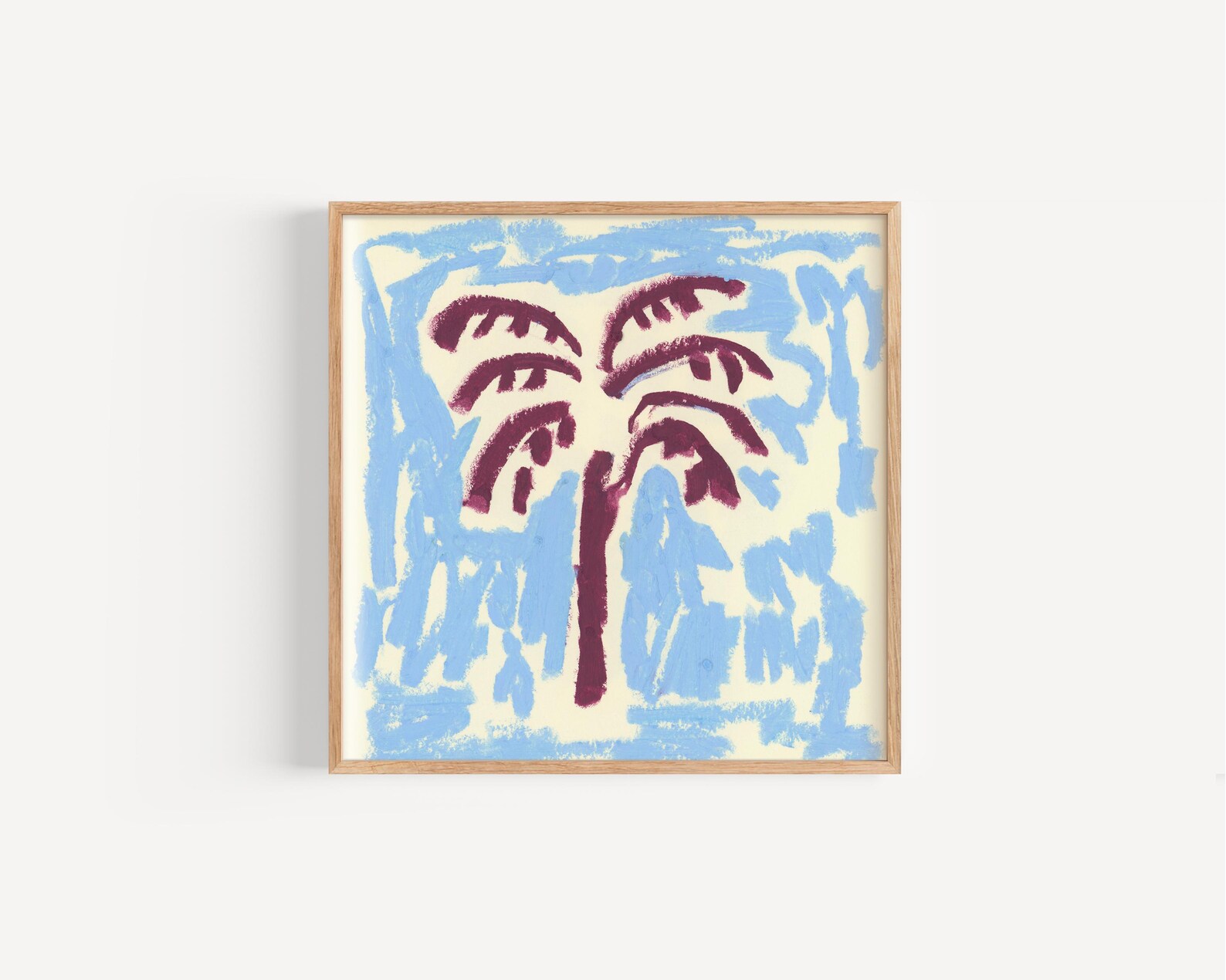 Bordeaux Palm Tree in a Blue Sky Digital Download Print Botanical Wall ...