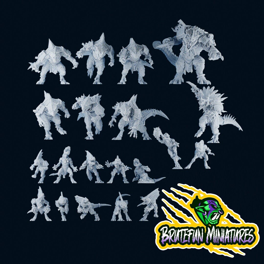 Brute Fun Lizard Bundle - 3x Star and Lizardman Team - Brutefun Miniatures Fantasy Football ...