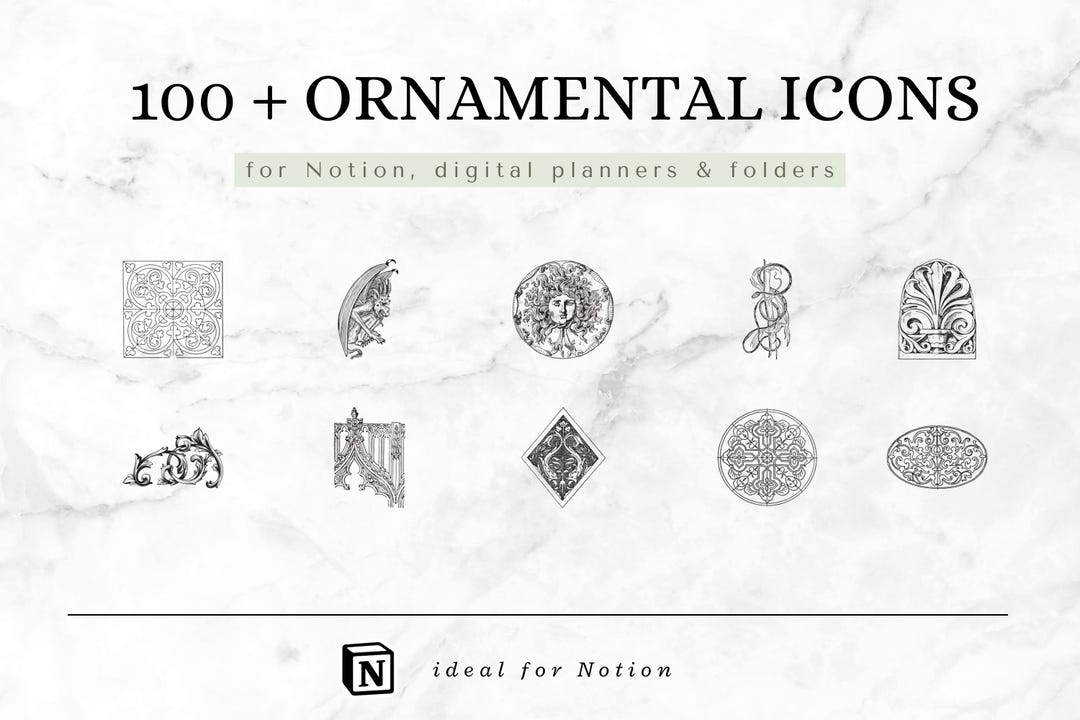 Digital Stickers for Planner, Notion Icons for Template, Ornamental ...