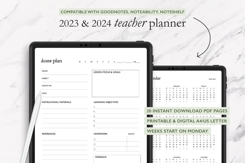 Printable & Digital Teacher Planner, Goodnotes, Notability, PDF Teacher ...