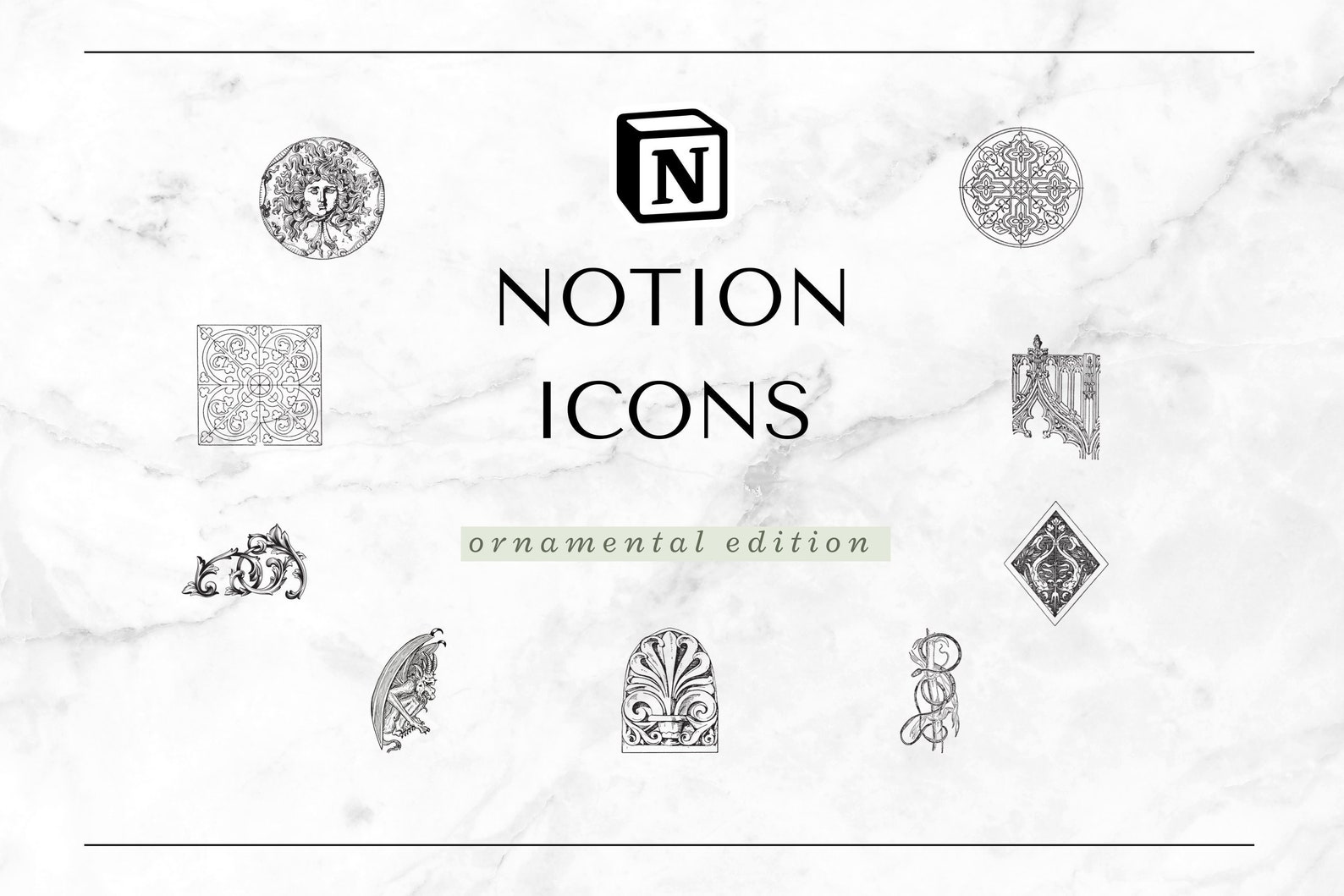 Notion Icons, Ornamental Icon Collection // Stamp, Sticker, Icon ...